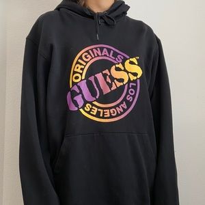 Guess | Jackets & Coats | Guess Stencil Logo Black Hoodie | Poshmark